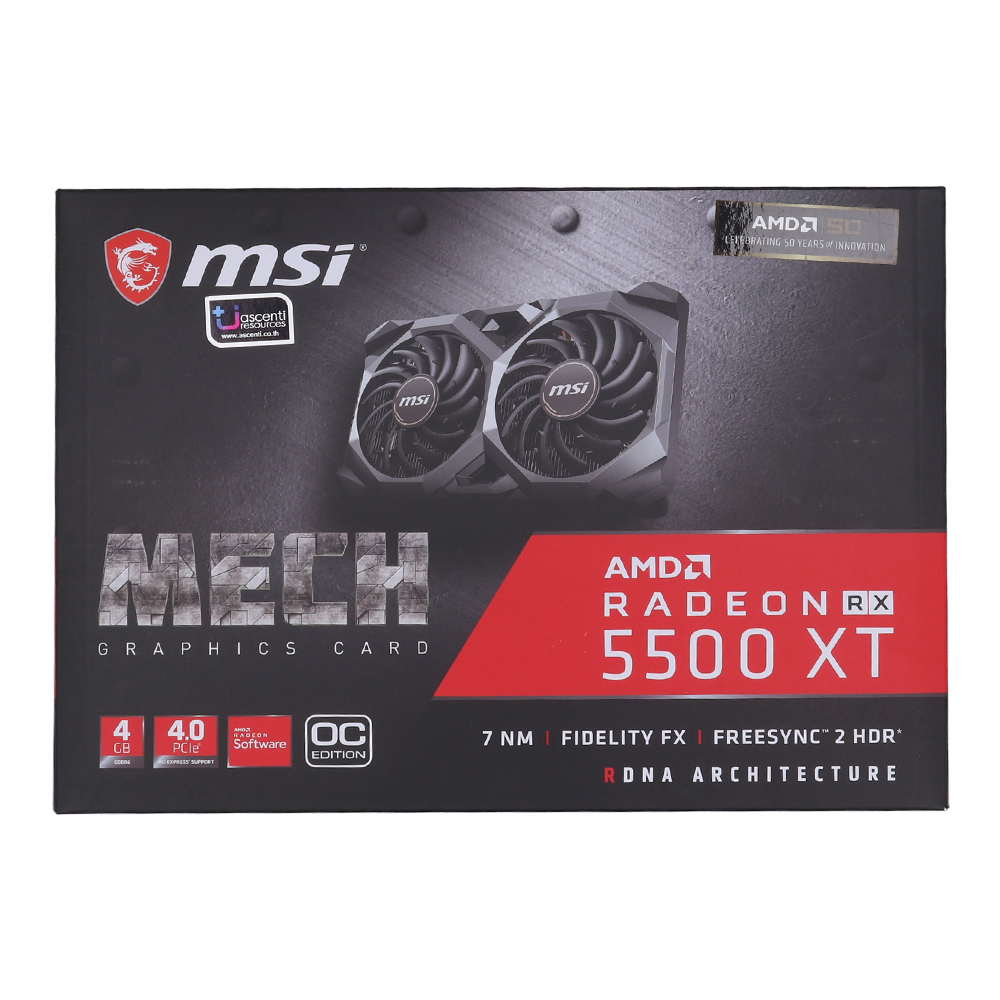 VGA (การ์ดแสดงผล) MSI RADEON RX 5500 XT MECH 4G OC - 4GB GDDR6