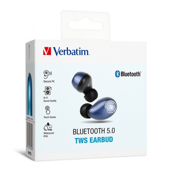 TRUE WIRELESS (หูฟังไร้สาย) VERBATIM EARBUDS BLUETOOTH 5.0 TWS-BLUE ...