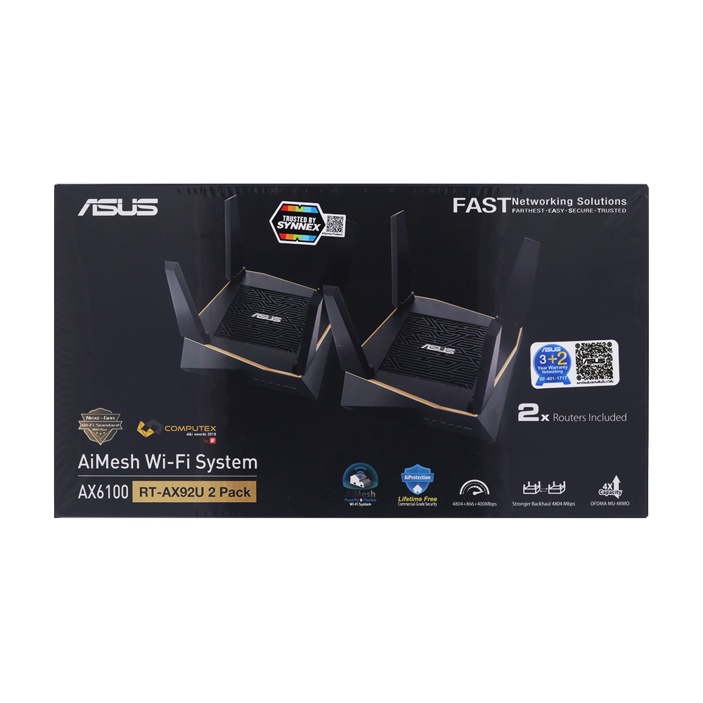 MESH WI-FI (เครือข่ายไวไฟ) ASUS AIMESH AX6100 WI-FI SYSTEM (RT-AX92U ...