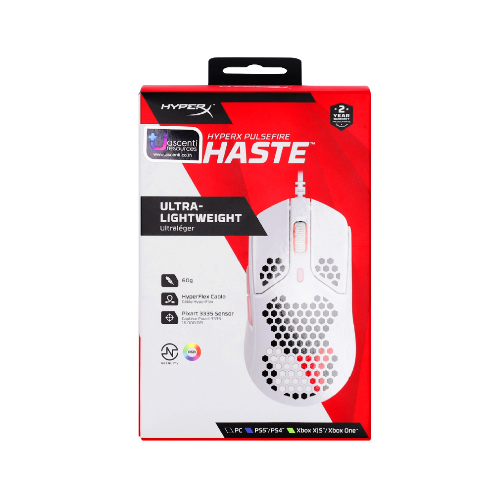 MOUSE (เมาส์) HYPERX PULSEFIRE HASTE (WHITE/PINK)