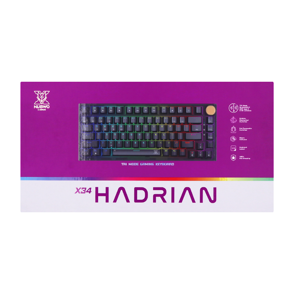 WIRELESS KEYBOARD (คีย์บอร์ดไร้สาย) NUBWO HADRIAN X34 (BLACK) (OUTEMU ...
