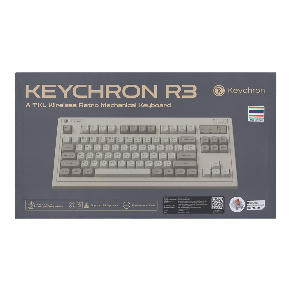 WIRELESS KEYBOARD (คีย์บอร์ดไร้สาย) KEYCHRON R3 - KEYCHRON SILENT RED ...