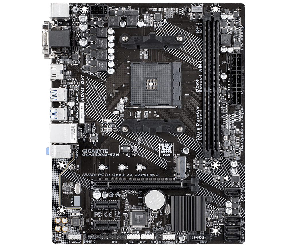 MAINBOARD (เมนบอร์ด) AM4 GIGABYTE GA-A320M-S2H